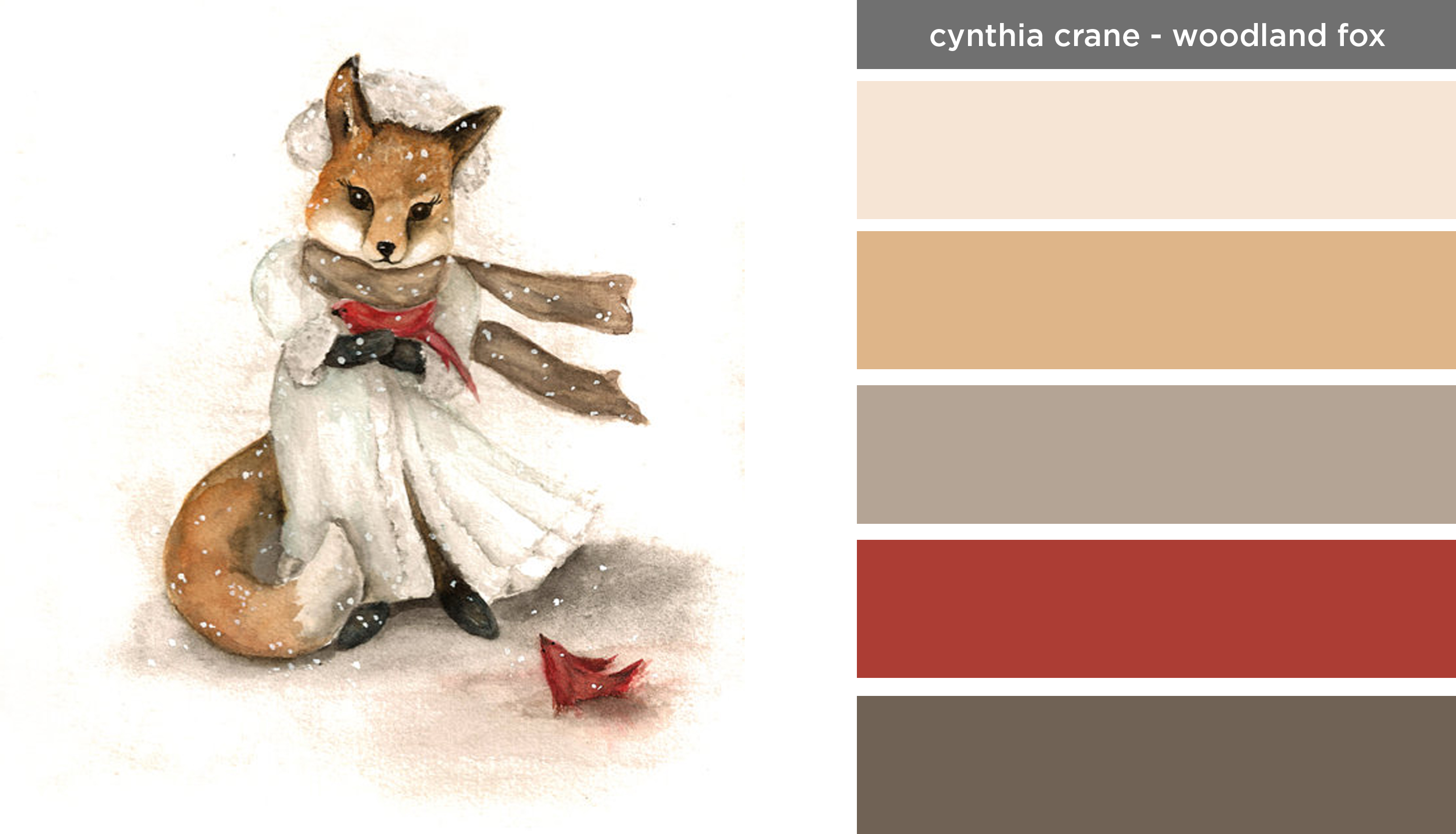 Art Inspired Palette: Cynthia Crane-Woodland Fox with Red Cardinal ...